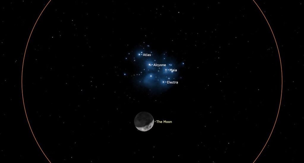 Moon and Pleiades star cluster align in stunning pairing
